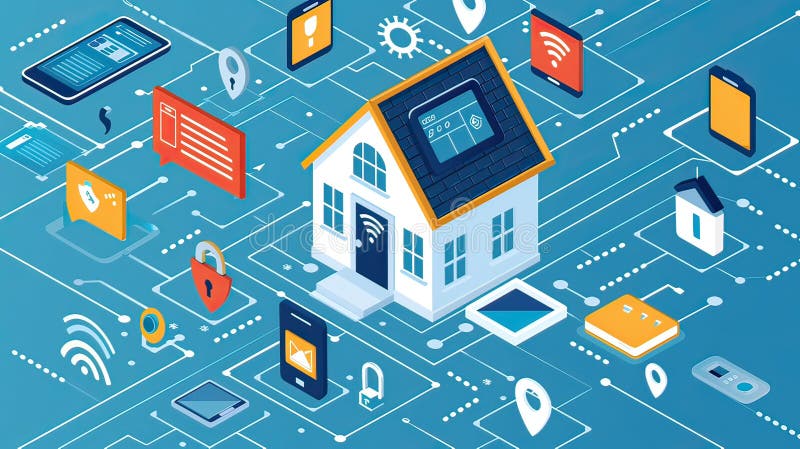 Smart Home Network Security Illustration Stock Illustration ...