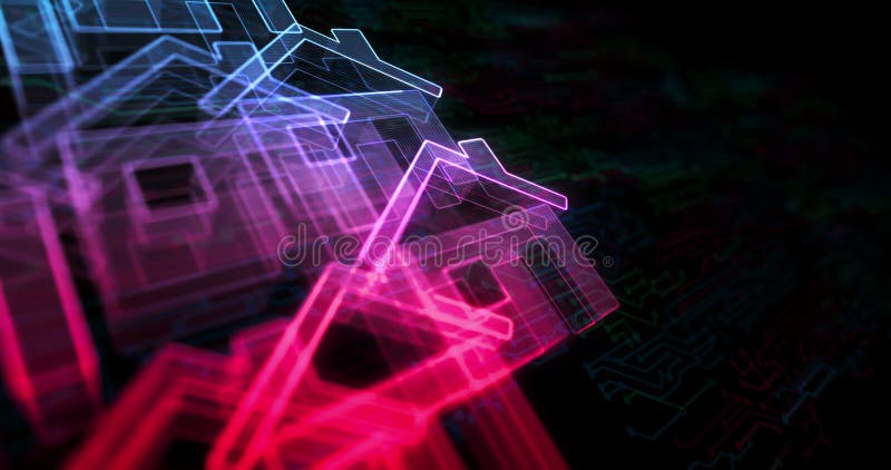 Smart Home Network System and House Control Symbols Loop Cyber Concept ...