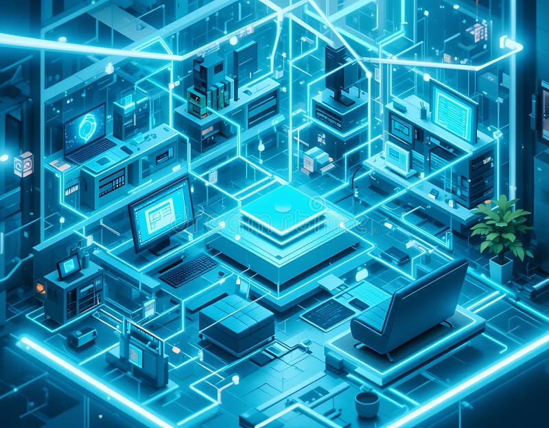 Smart Home Network Visualization Futuristic Tech Design Stock Image ...