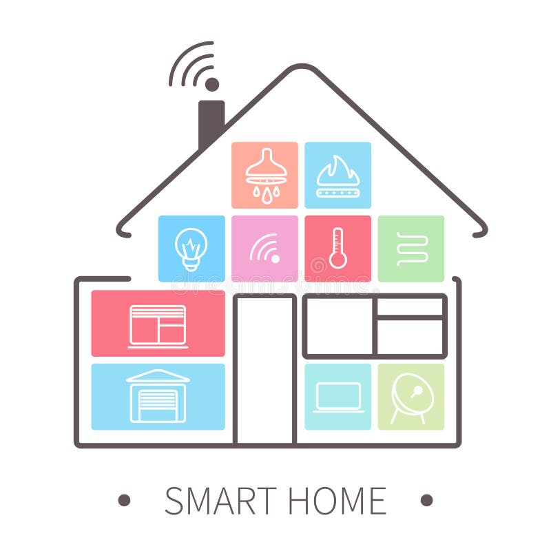 Smart home outline icon stock vector. Illustration of concept - 51702755