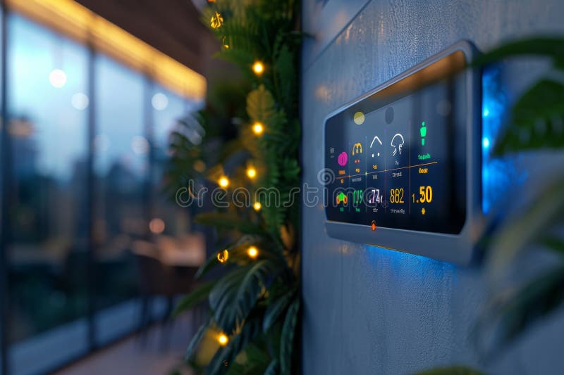 Smart Home Panel Displaying Controls for Climate, Security, and Lights ...