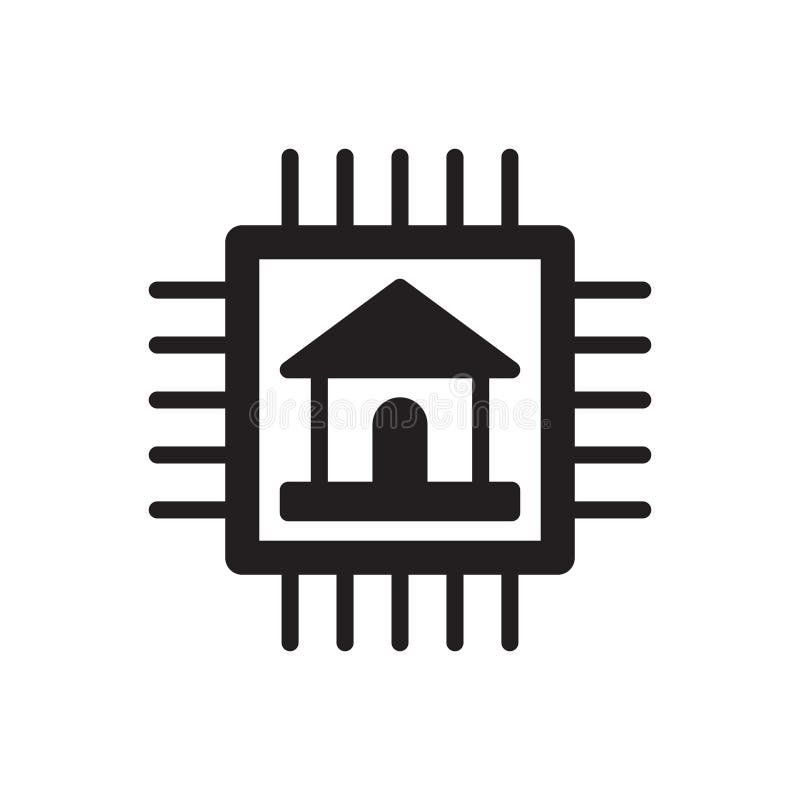 Smart Home Processor Icon - Microchip Icon Stock Illustration ...