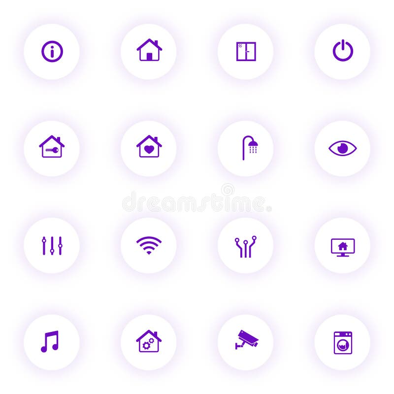 Smart Home Purple Color Vector Icons Stock Vector - Illustration of ...