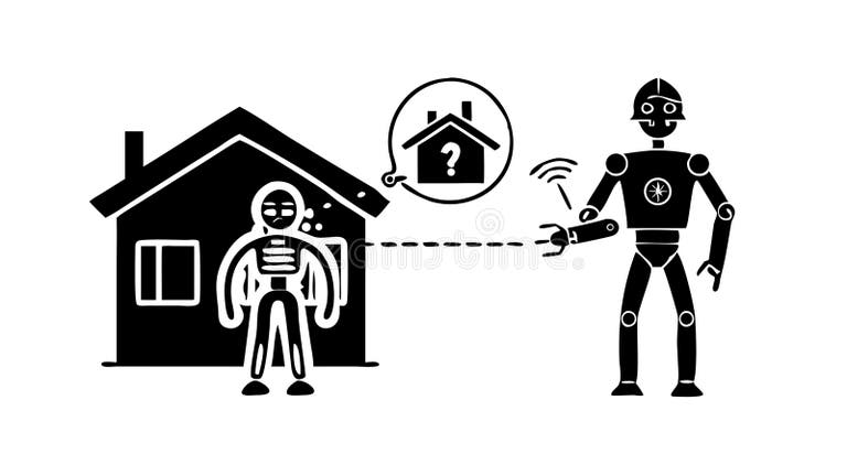 Smart Home Robot: AI Assistant Home Automation Icon, Vector Design ...