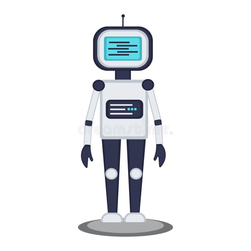 Smart Home Robot with a Screen on Its Head Stock Vector - Illustration ...