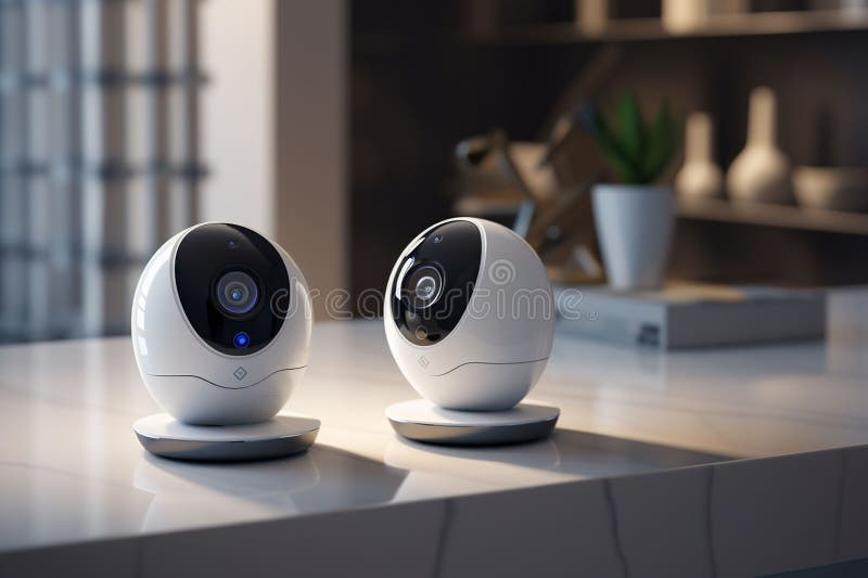 Smart Home Security Cameras with Advanced Features Stock Illustration ...