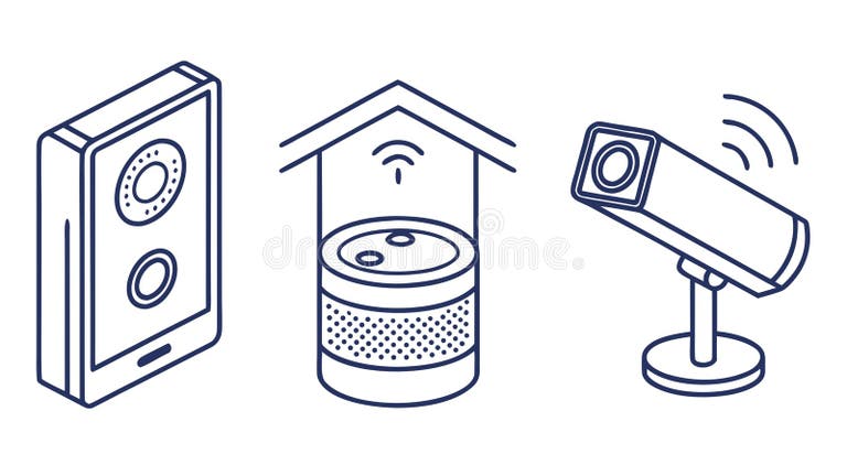 Smart Home Security and Connectivity Devices, IoT Ecosystem, Vector ...