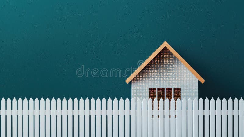 Smart Home Security Digital House Fence Cybersecurity Concept Stock ...