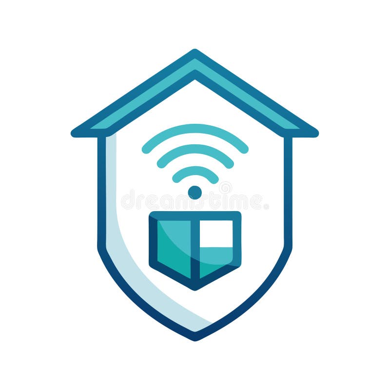 Smart Home Security Icon: Wireless Shield for Internet Safety and IoT ...