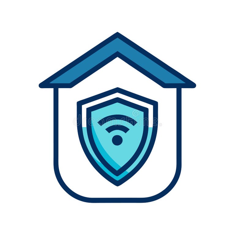Smart Home Security: Network Protection and Secure WiFi Shield Icon ...
