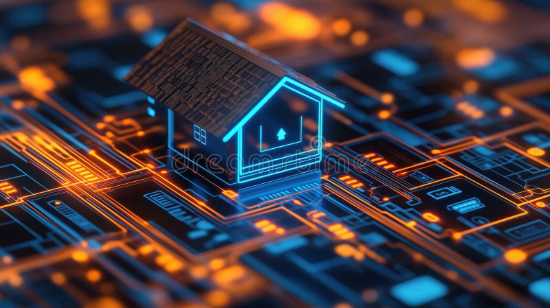 Smart Home Security System Concept in Digital Environment Stock Photo ...