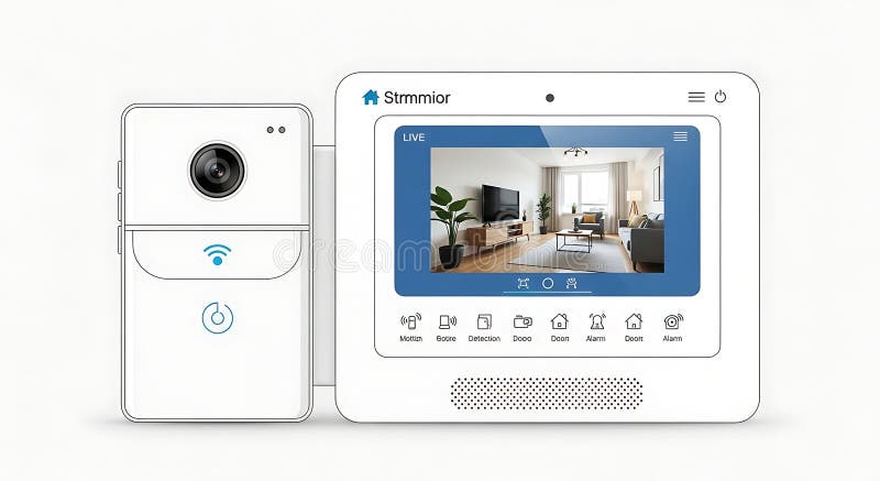 Smart Home Security System stock illustration. Illustration of internet ...