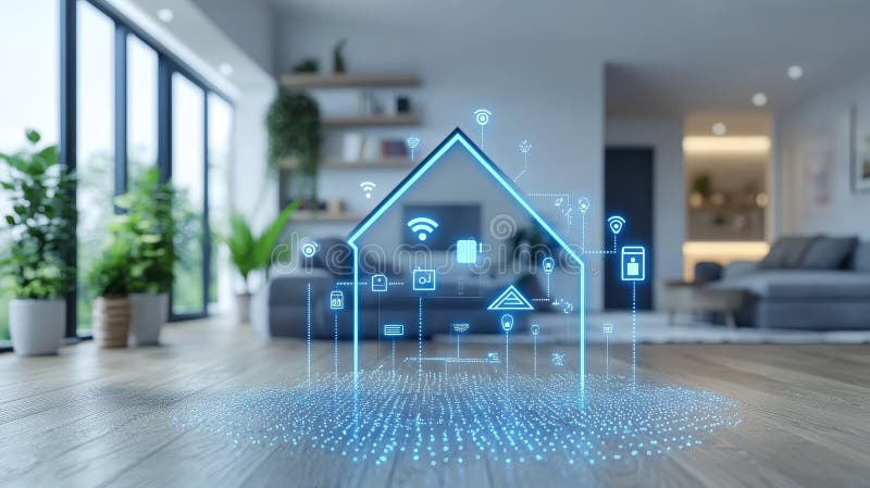 Smart Home Security System Network, Futuristic Technology in Modern ...