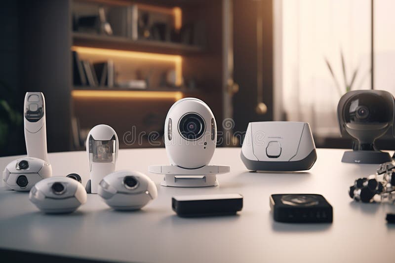 Smart Home Security Systems with Cameras and Senso Stock Illustration ...