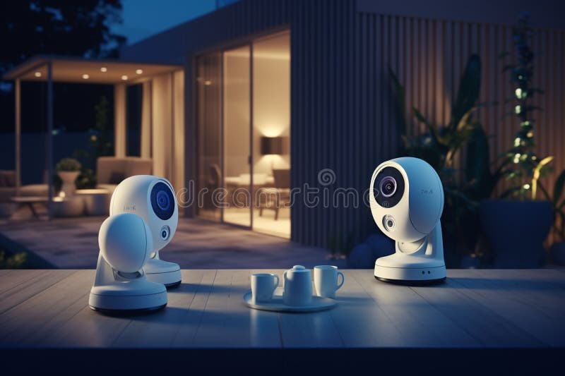 Smart Home Security Systems with Cameras and Senso Stock Illustration ...