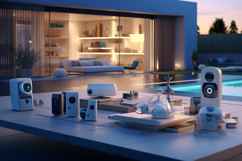 Smart Home Security Systems with Cameras and Senso Stock Illustration ...