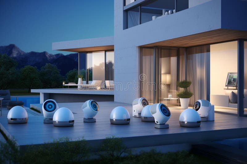 Smart Home Security Systems with Cameras and Senso Stock Illustration ...