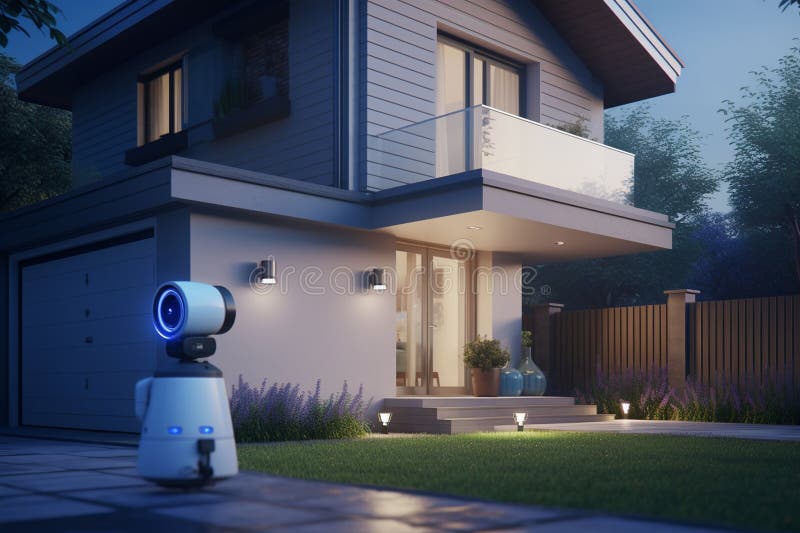 Smart Home Security Systems with Cameras and Senso Stock Illustration ...