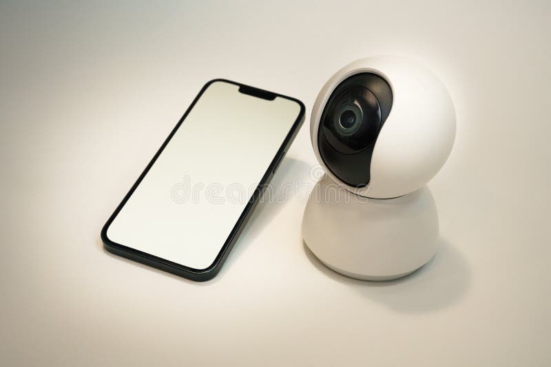 Smart Home Security Webcam Camera Stock Photo - Image of white ...