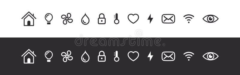 Smart Home Signs Set. Smart House Functional Icons Stock Vector ...