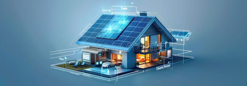 Smart Home with Solar Energy System. Generative Ai Stock Illustration ...