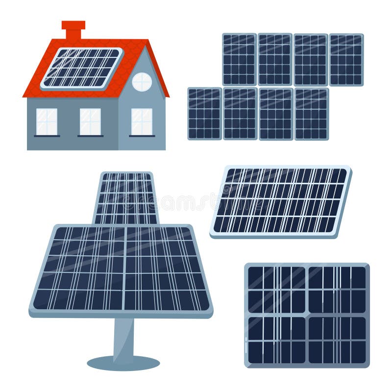 Smart Home with Solar Panels. Solar Cell Hybrid Component System for ...