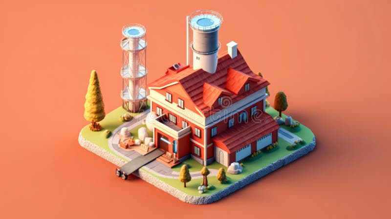 Smart Home with Solar Panels 3D Illustration. Stock Illustration ...