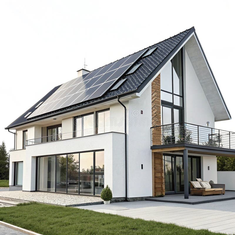 Smart Home with Solar-powered Energy System Stock Illustration ...