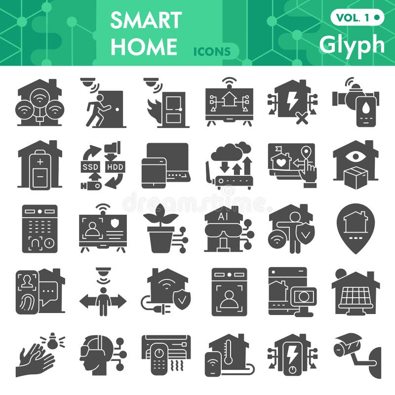 Smart Home Thin Line Icon Set, Smart House Symbols Collection or Vector ...