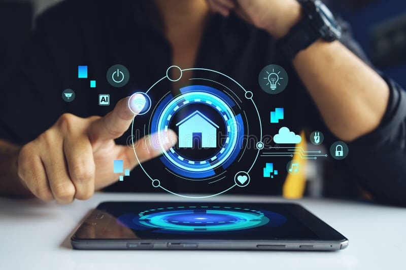 Smart Home System and Artificial Intelligence Concept. Stock Image ...
