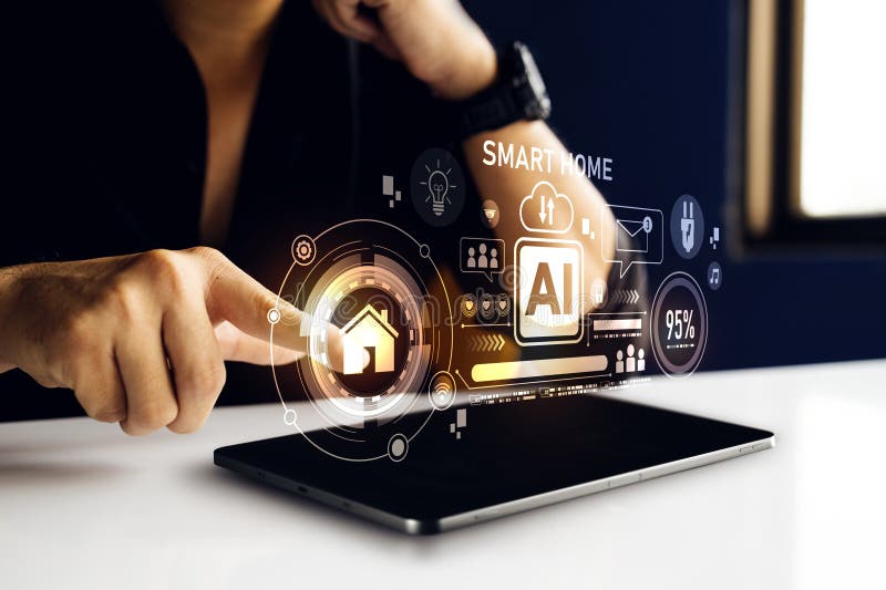 Smart Home System and Artificial Intelligence Concept. Stock Photo ...