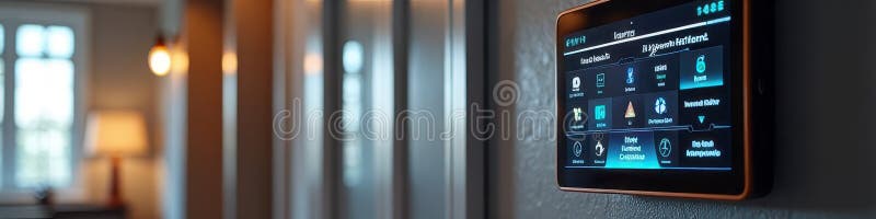 Smart Home System Display on Wall in Modern Living Space Stock Photo ...