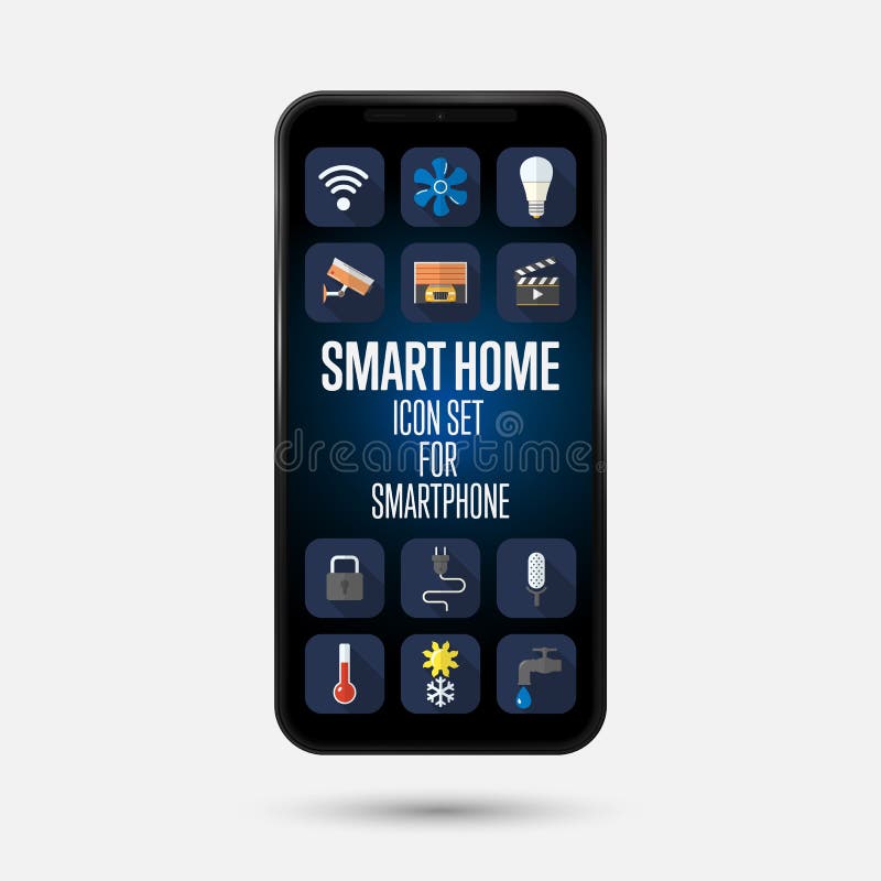 Icons for Smart House System. a Modern Smartphone with a Smart Home App ...