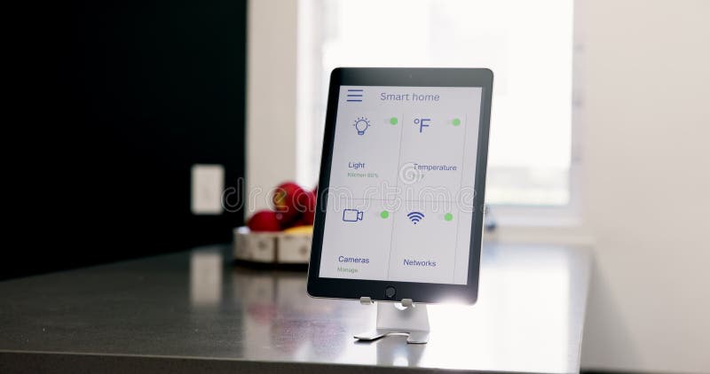 Smart Home, Tablet and Cyber Security with System Screen with User ...
