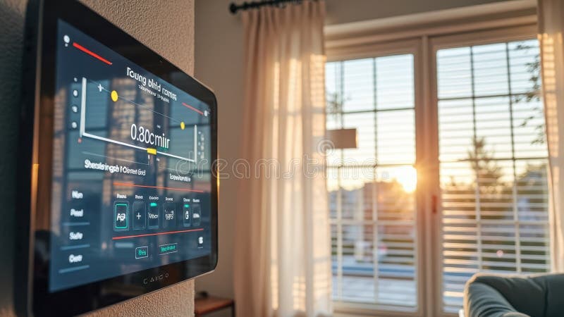 Smart Home Tablet Display in Modern Living Room with Sunlit Window ...