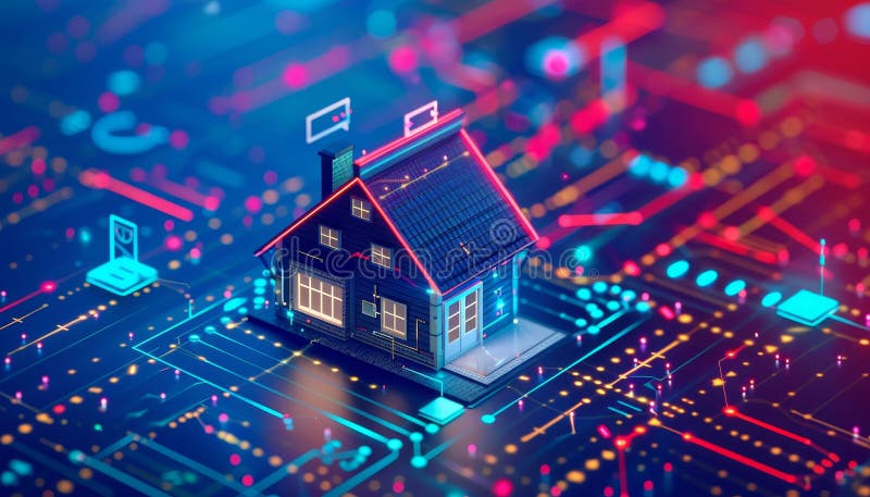 Smart Home Tech on Phone Screen, Wireless Connections, Electronics Icons for Iot Automation ...