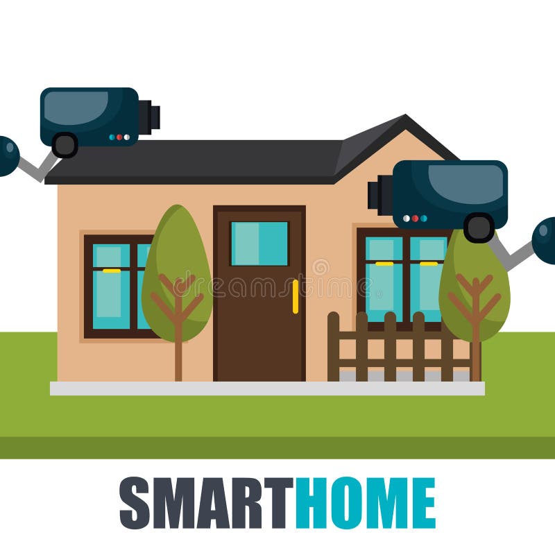 Smart Home Technology with Cctv Camera Stock Vector - Illustration of ...