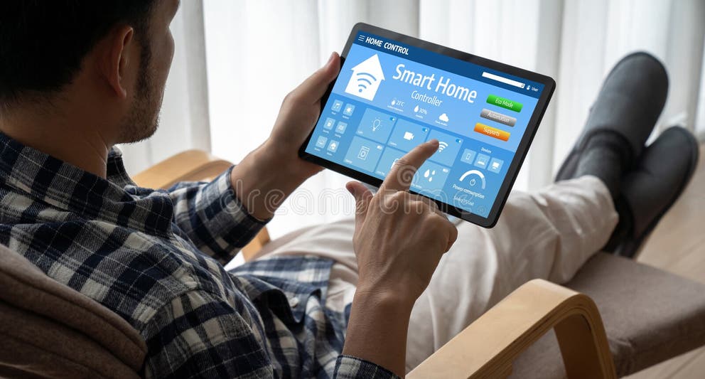 Smart Home Technology, Centric Remote Control System Digital Dashboard Snugly Stock Illustration ...