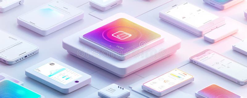 Smart Home Technology with Colorful Icons and High-tech Devices Stock ...