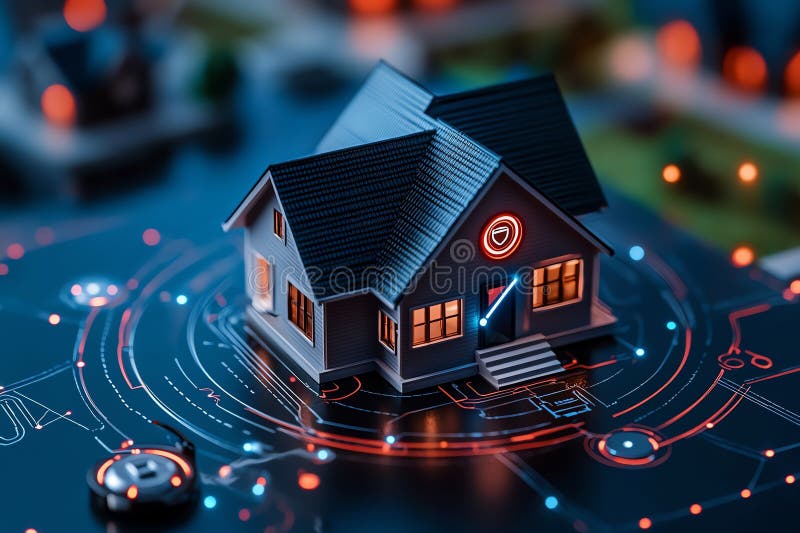 Smart Home Technology Concept with Miniature House Model on Digital ...