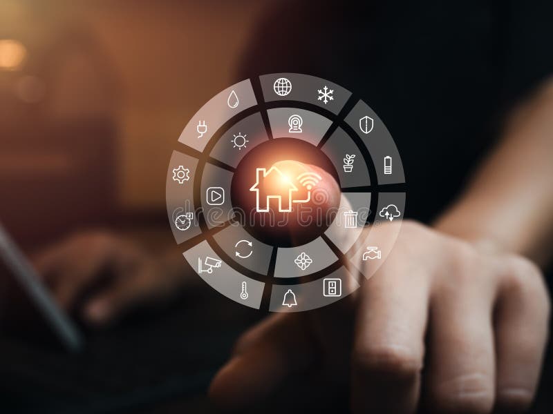 Smart Home Technology Concept. Virtual Circular Futuristic Interface ...