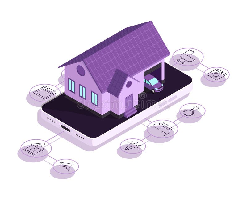 Smart Home Technology Conceptual Isometric Vector Illustration ...