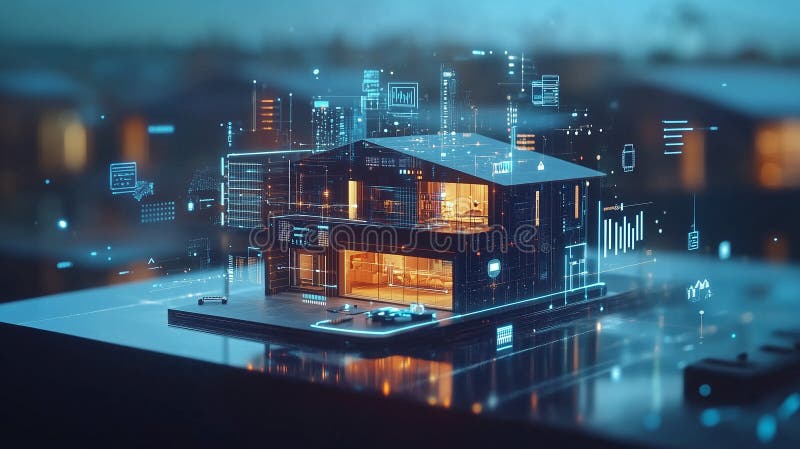 Smart Home Technology Futuristic House Digital Model Design Real Modern ...