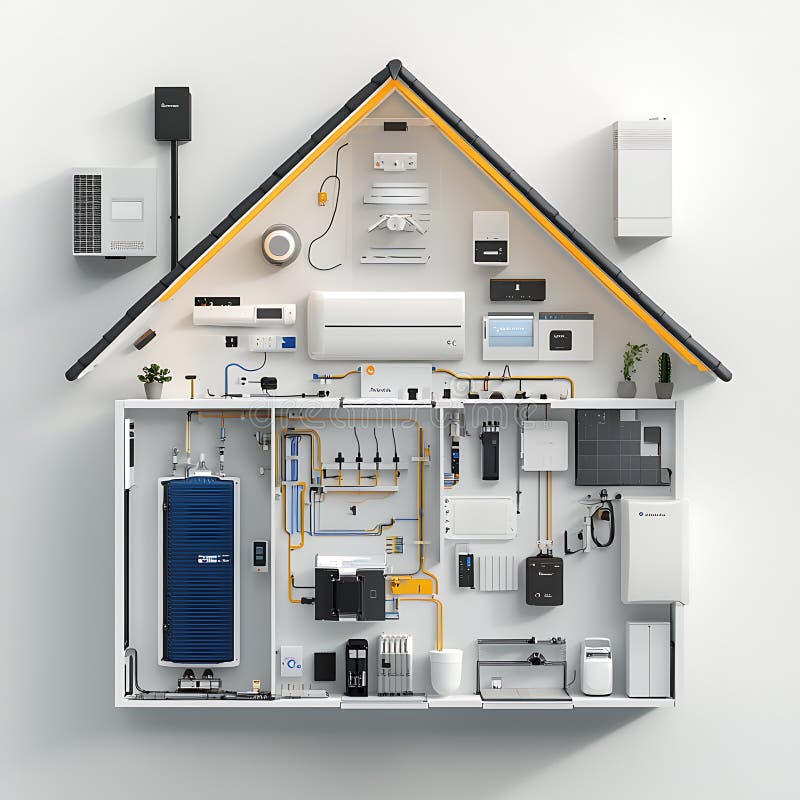 Smart Home Technology CrossSection of a House Revealing Integrated ...