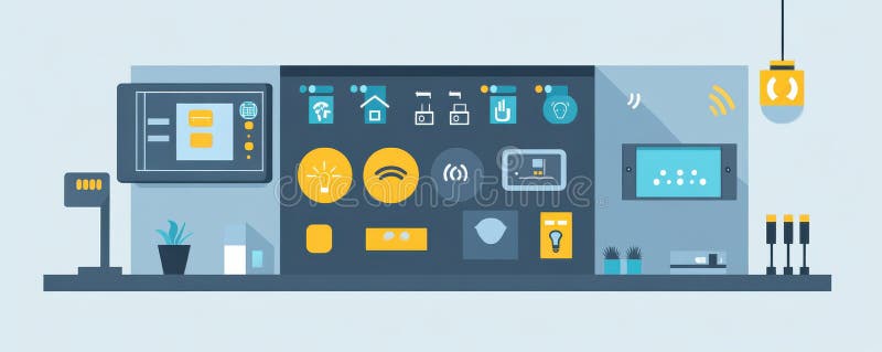 Smart Home Technology Flat Design Illustration Showcasing Connected ...