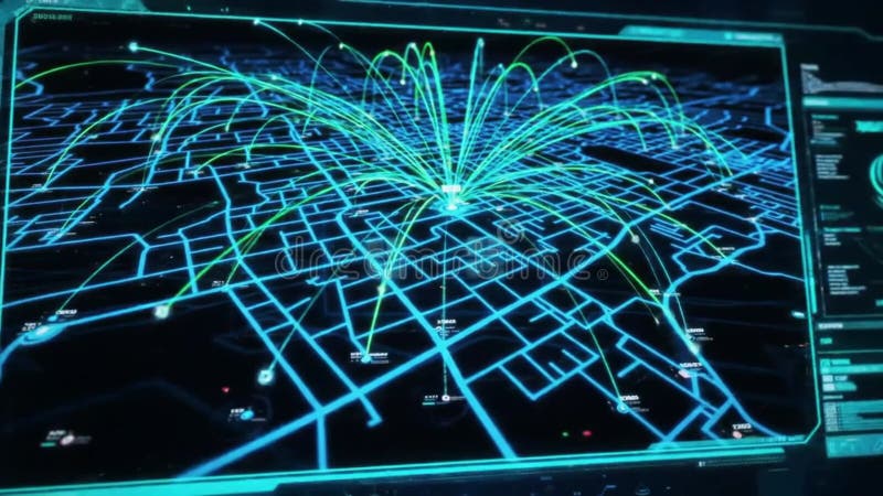 Smart Home Technology Futuristic City Network Digital House Interface ...