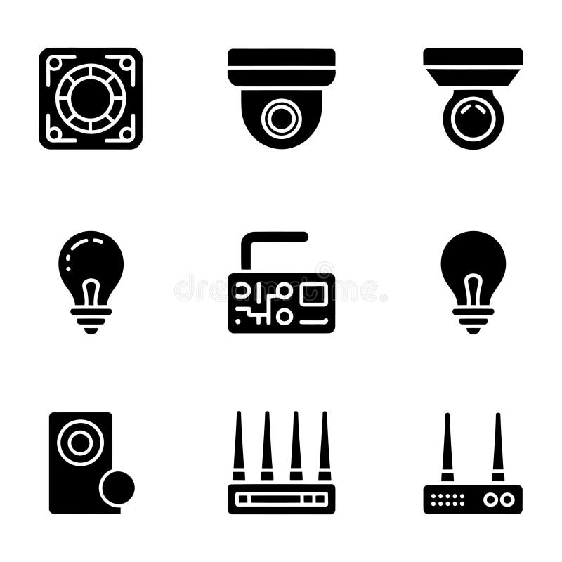 Smart Security Glyph Icons Stock Illustrations – 232 Smart Security ...