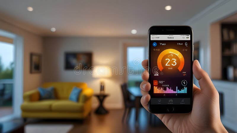 Smart Home Technology Interface Controlling Lights and Temperature on a ...