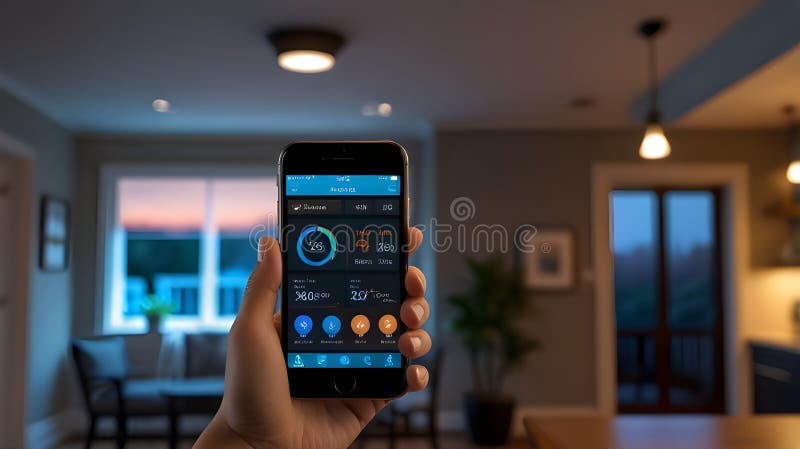 Smart Home Technology Interface Controlling Lights and Temperature on a ...