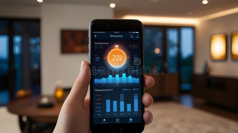 Smart Home Technology Interface Controlling Lights and Temperature on a ...